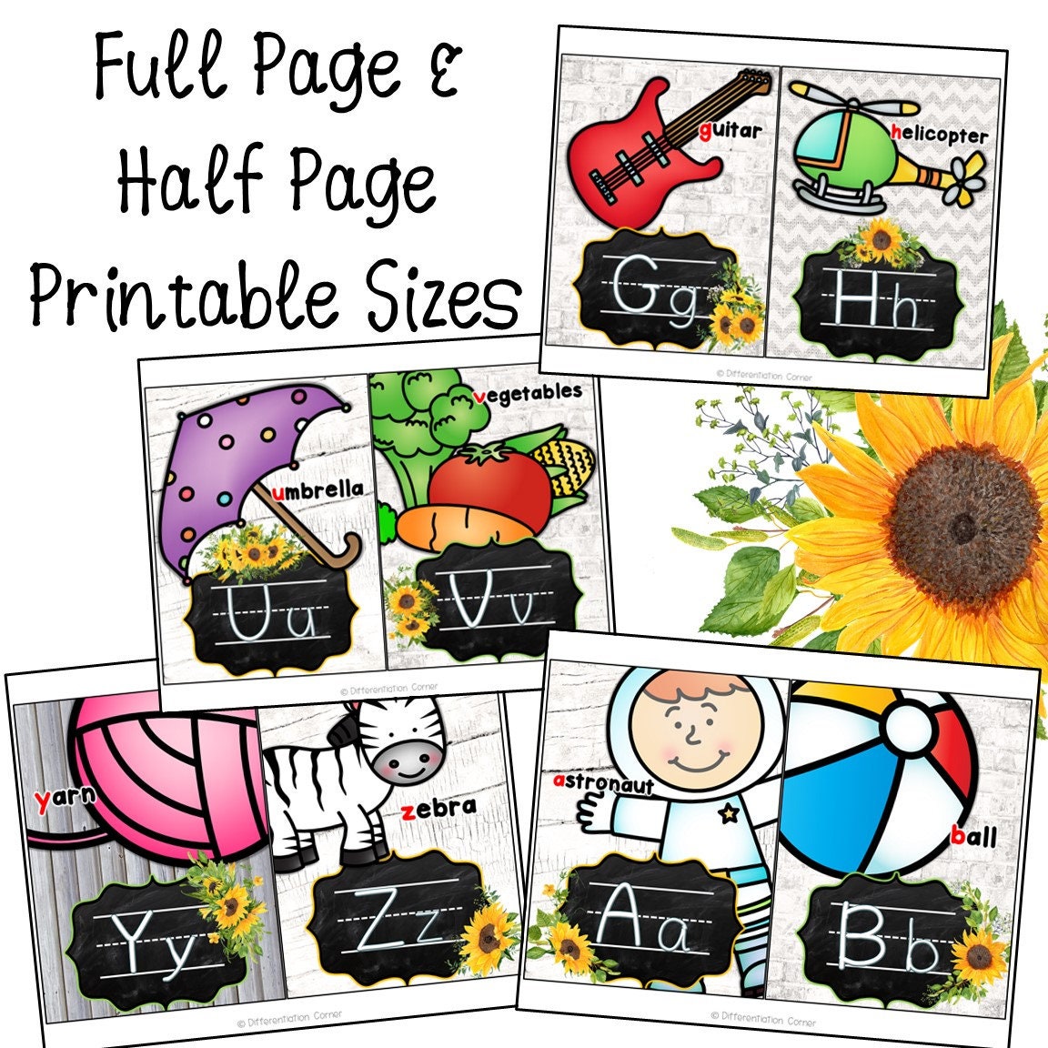Alphabet Posters With Pictures for the Classroom Sunflower Farmhouse ...