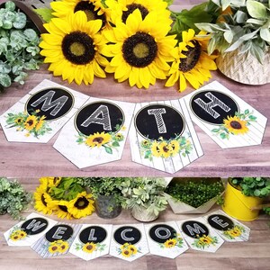 Editable Bunting Bulletin Board Banner Letters Sunflower - Etsy