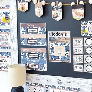 Cow Print Classroom Calendar Set & Weather Display Farmhouse Classroom ...