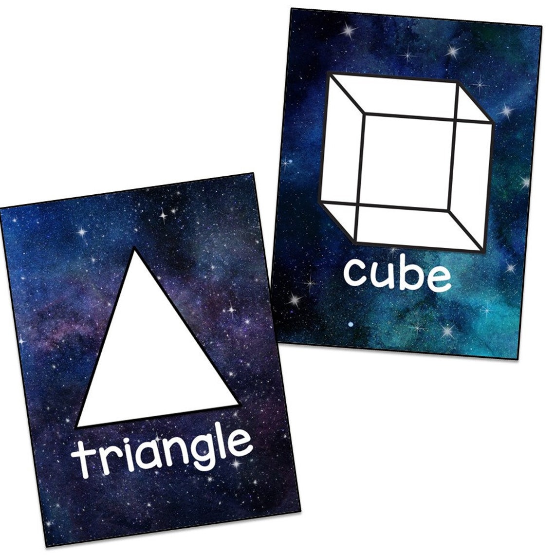 Printable Shape Posters Charts Space Classroom Decor 2d And 3d Shapes