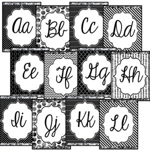Alphabet Posters Classroom Black and White Classroom Decor Alphabet ...