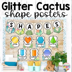 PRINTABLE Shape Posters and Charts | Cactus Classroom Decor | 2D and 3D ...