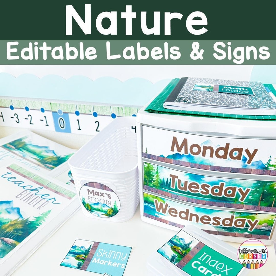 Editable Nature Classroom Labels Nature Classroom Decor Classroom ...