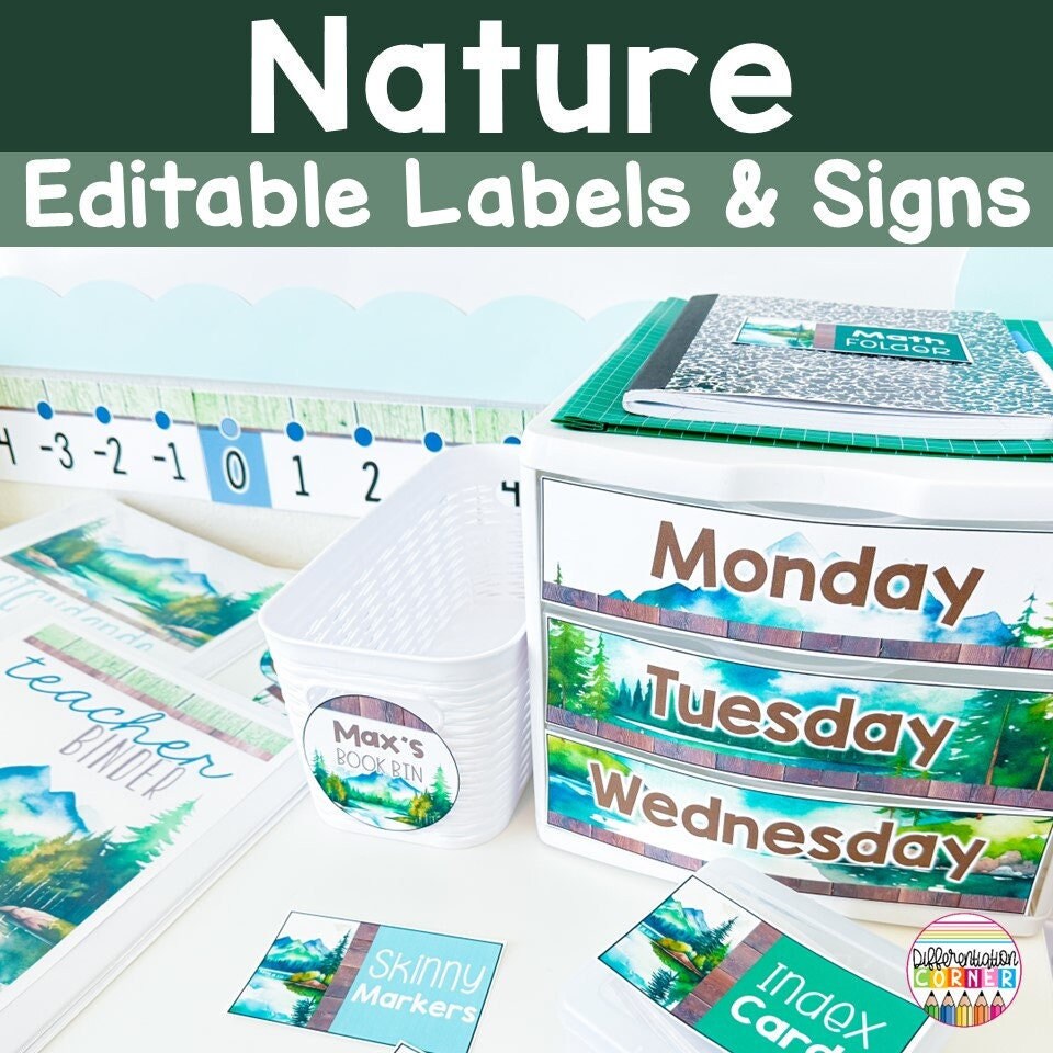 Editable Nature Classroom Labels Nature Classroom Decor Classroom ...