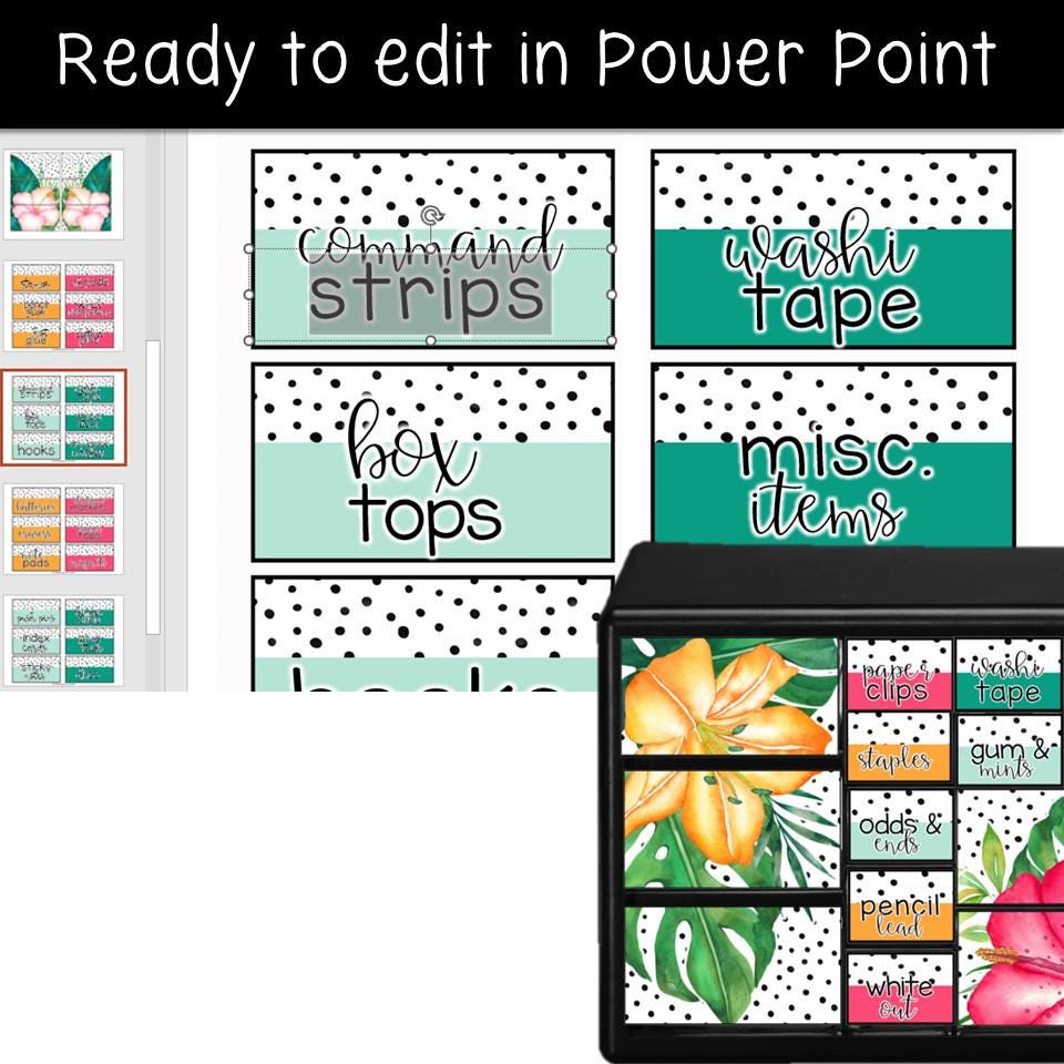 Tropical Teacher Tool Box Labels, Tropical Classroom Decor Teacher ...