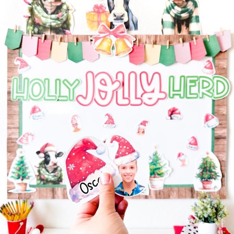 Cow Christmas Bulletin Board Kit, Holiday Classroom Decor - Etsy