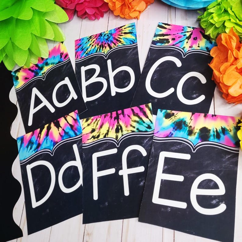 Large Alphabet Posters for Classroom Tie Dye Retro Classroom Decor ...