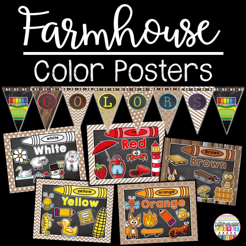 PRINTABLE Color Posters Pack Neutral Classroom Decor Farmhouse Neutral ...
