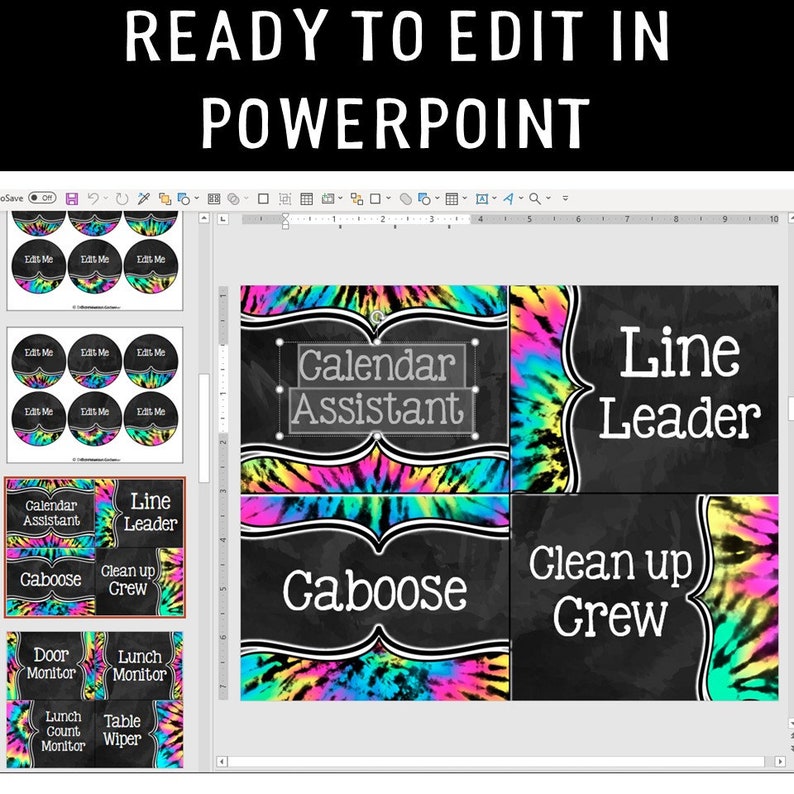 Editable Classroom Jobs Chart Template Tie Dye Retro Classroom Decor ...