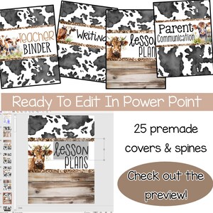 Editable Cow Print Binder Covers and Spines Farmhouse Classroom Decor ...