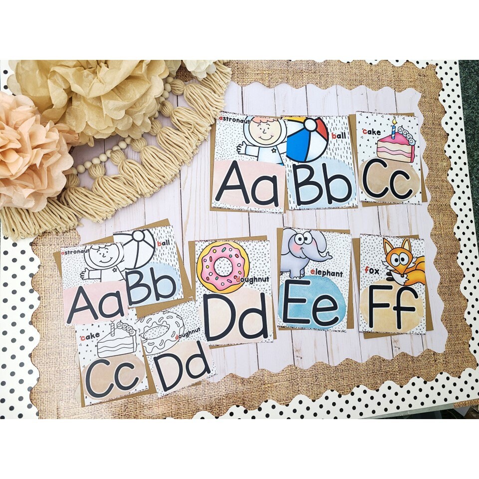 Alphabet Posters With Pictures for the Classroom Neutral Boho Classroom ...