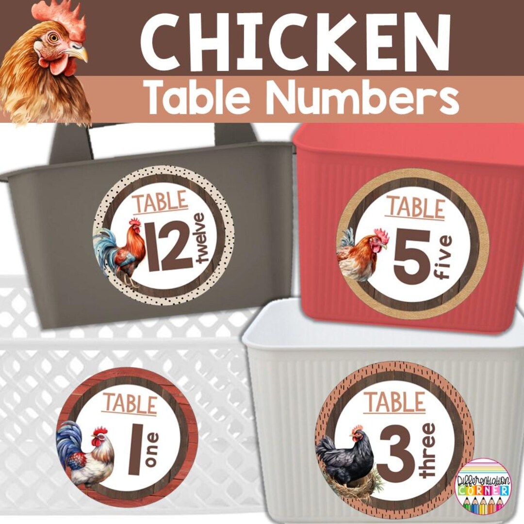 PRINTABLE Chicken Table Numbers Farmhouse Classroom Decor Classroom ...