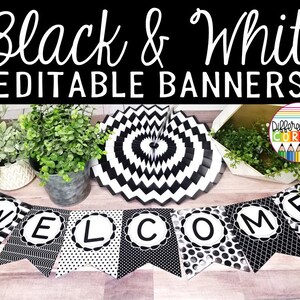 Editable Black and White Bunting Bulletin Board Banner Letters - Etsy