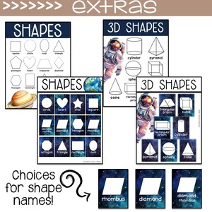 PRINTABLE Shape Posters Charts Space Classroom Decor 2D and 3D Shapes ...