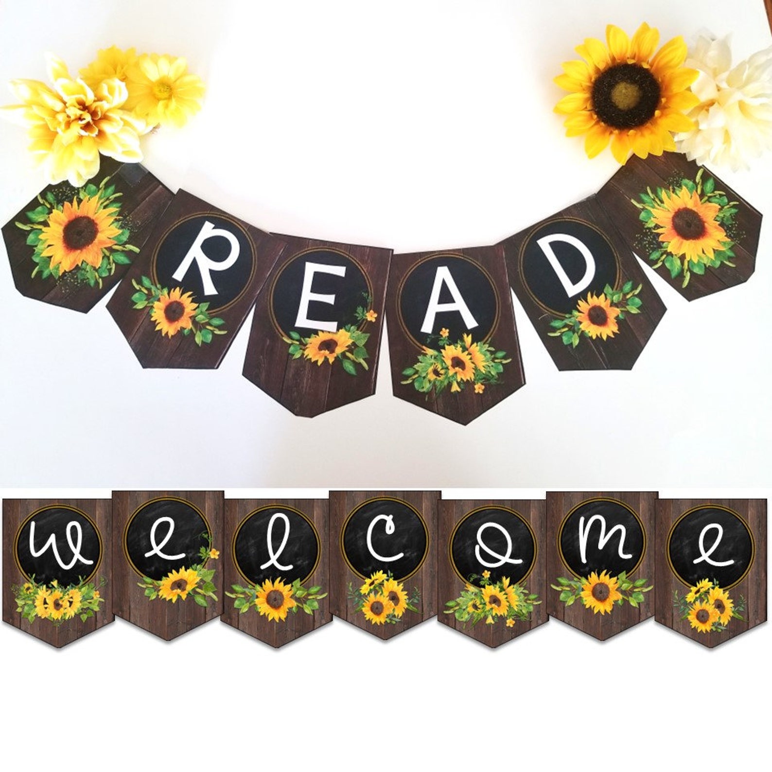 Editable Bunting Bulletin Board Banner Letters Sunflower - Etsy