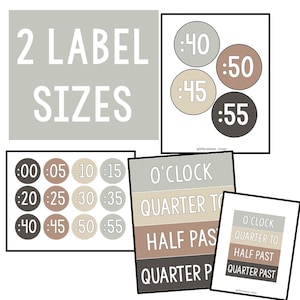 PRINTABLE Neutral Clock Label Numbers in 5 Minute Intervals | Neutral ...