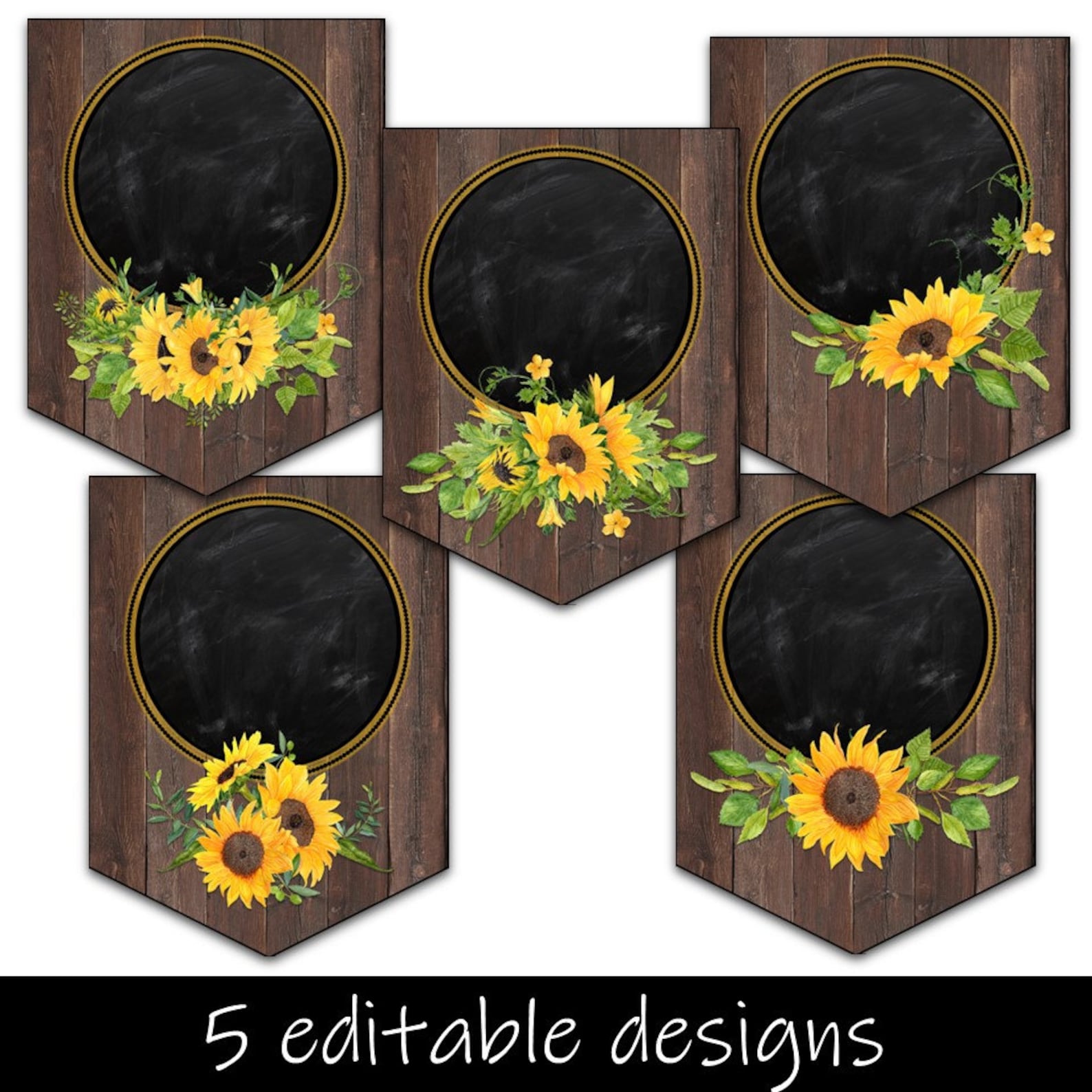 Editable Bunting Bulletin Board Banner Letters Sunflower Farmhouse ...