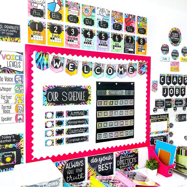 Tie Dye Retro Classroom Decor Bundle Classroom Groovy Classroom ...
