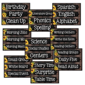 Editable Daily Schedule Cards Sunflower Farmhouse Classroom Decor ...