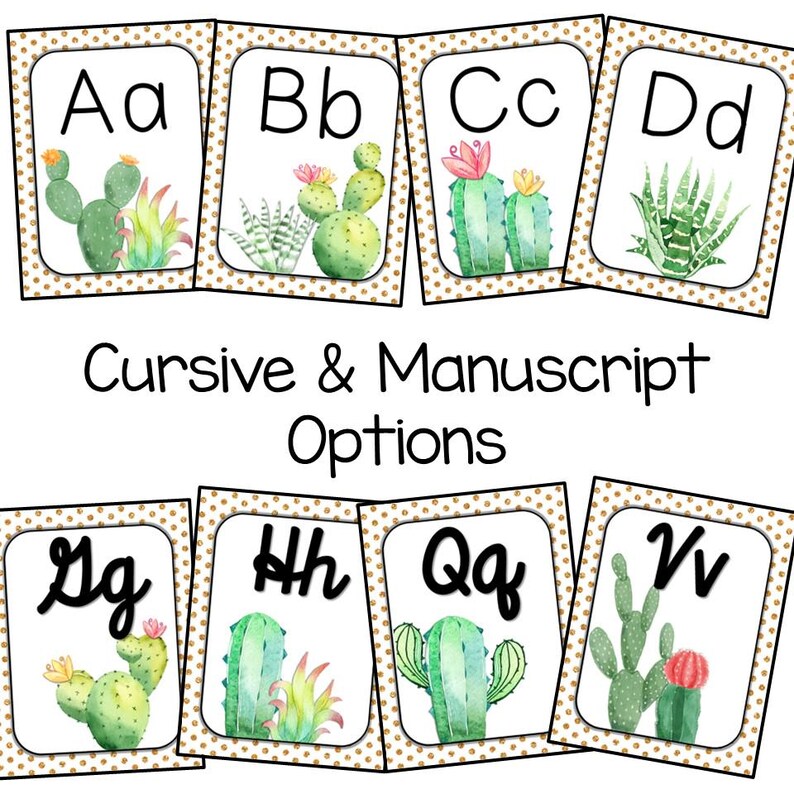 Alphabet Posters for Classroom Cactus Classroom Decor | Printable ...