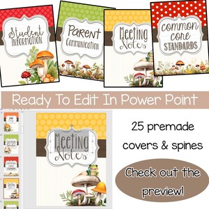 Editable Mushroom Binder Covers and Spines Retro Classroom Decor ...