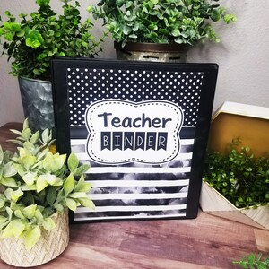 Editable Binder Covers and Spines Black and White Classroom Decor Black ...