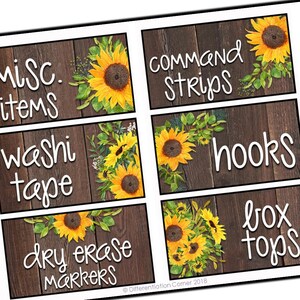 Teacher Tool Box Labels, Sunflower Modern Farmhouse Teacher Toolbox ...