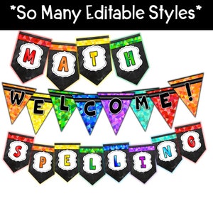 Editable Rainbow Bunting Bulletin Board Banner Letters Rainbow ...