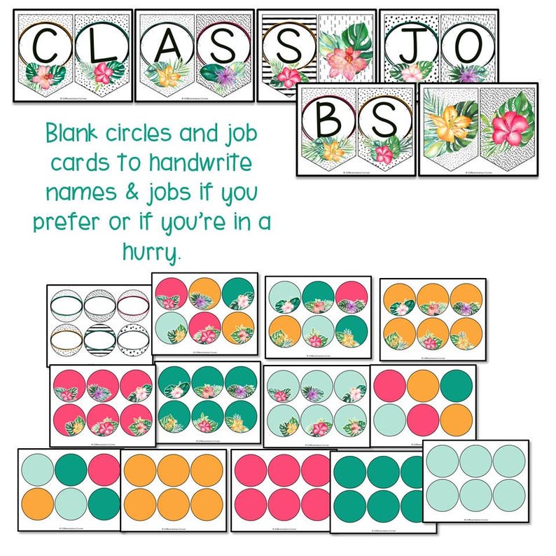 Editable Classroom Jobs Chart Template | Tropical Classroom Decor ...