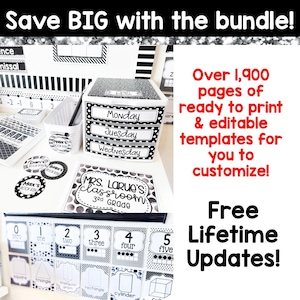 Modern Black and White Classroom Decor Bundle Classroom Bulletin Board ...