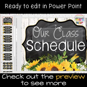 Editable Daily Schedule Cards Sunflower Farmhouse Classroom Decor ...