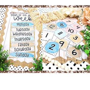 Boho Classroom Calendar Set With Weather Chart | Neutral Boho Classroom ...