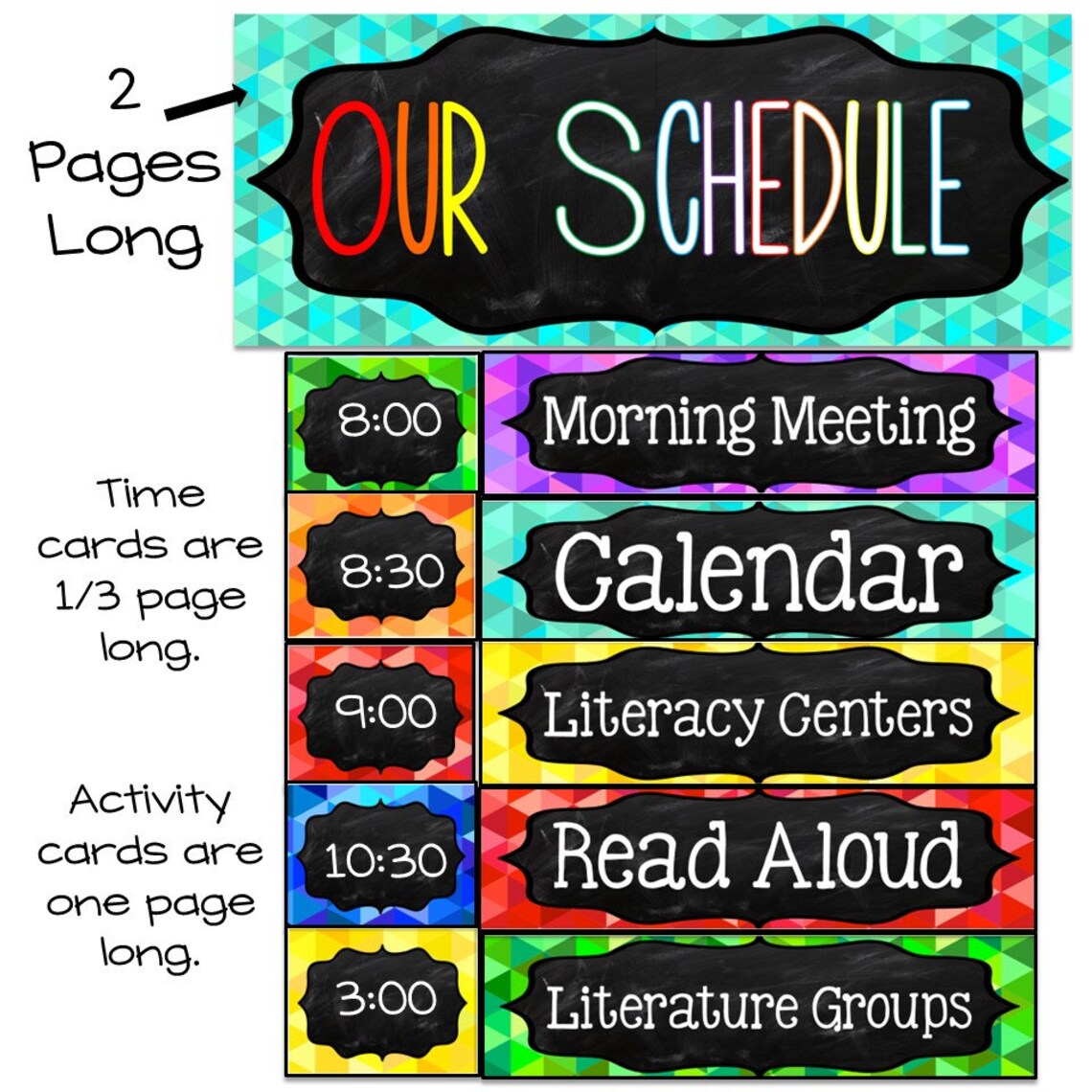 Editable Daily Schedule Cards Rainbow Classroom Decor Printable ...