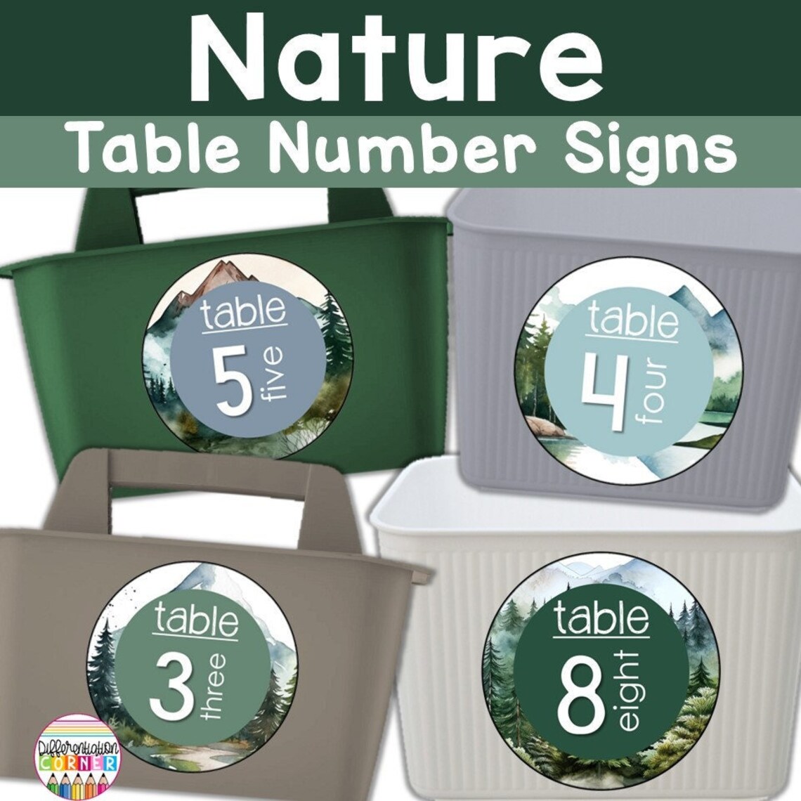 PRINTABLE Nature Table Numbers Nature Classroom Decor Classroom Table ...