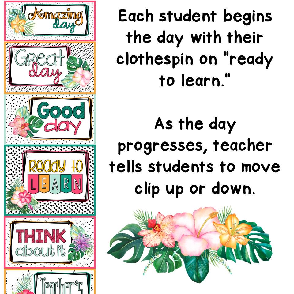 Printable Behavior Clip Chart, Tropical Classroom Decor, Editable ...