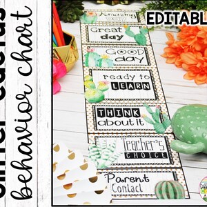 Printable Behavior Clip Chart, Cactus and Succulent Classroom Decor ...