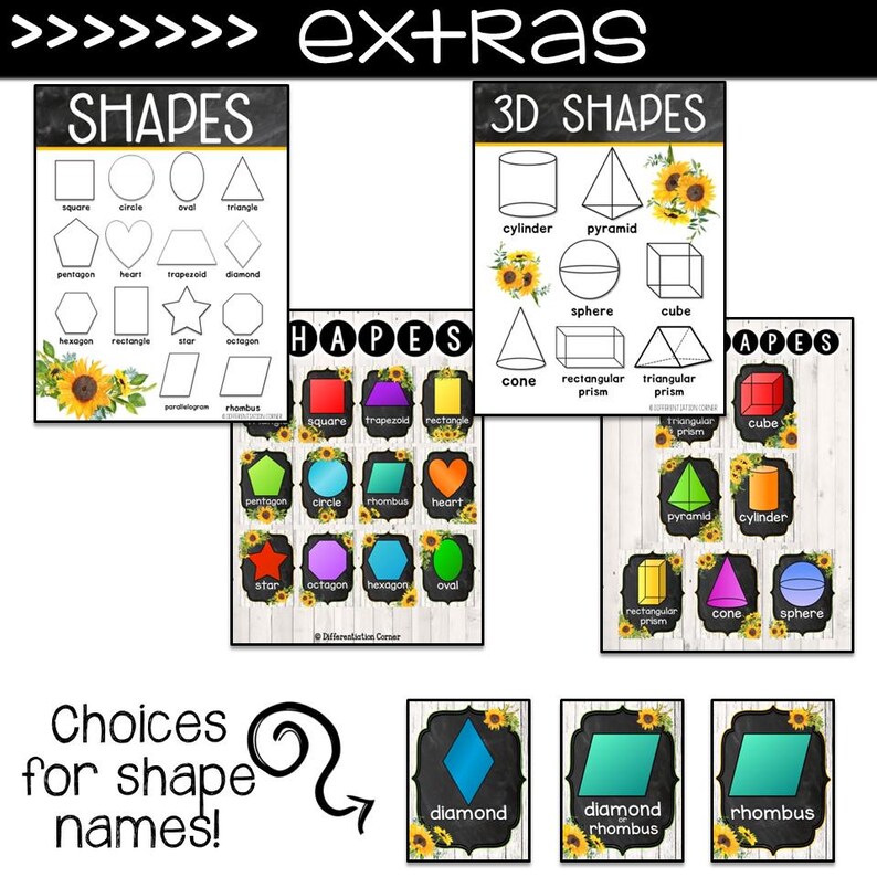 PRINTABLE Shape Posters and Charts | Sunflower Farmhouse Classroom ...