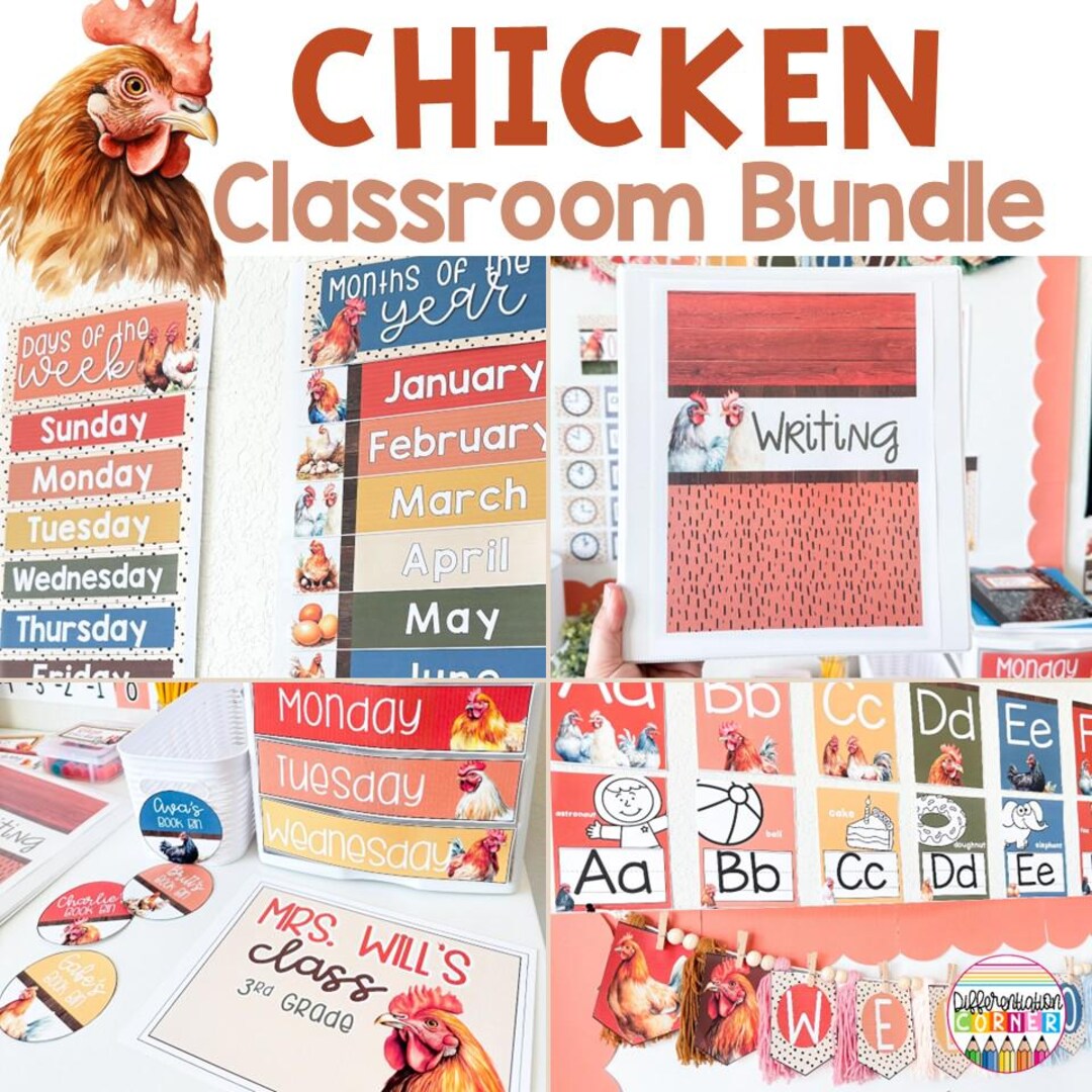 Chicken Farm Classroom Decor Bundle Bright & Neutral Classroom Theme ...