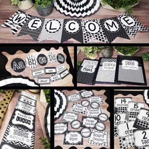 Modern Black and White Classroom Decor Bundle Classroom Bulletin Board ...