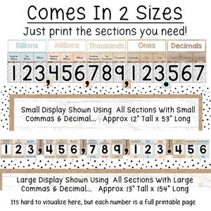 Place Value Chart Posters Place Value Wall Display Boho Classroom Decor ...