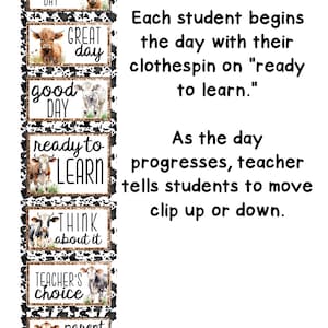 Printable Cow Print Behavior Clip Chart Farmhouse Classroom Decor ...