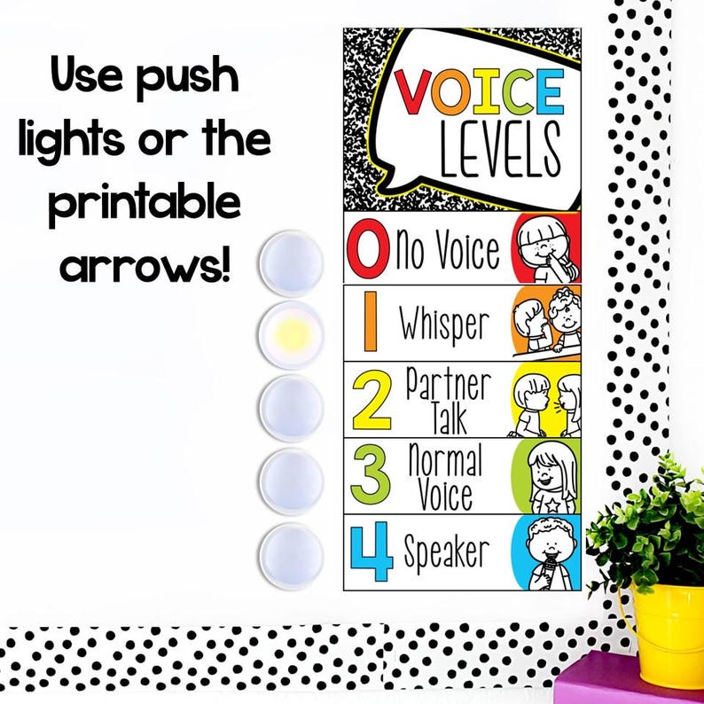 Printable Voice Level Chart Posters Composition Notebook Classroom ...