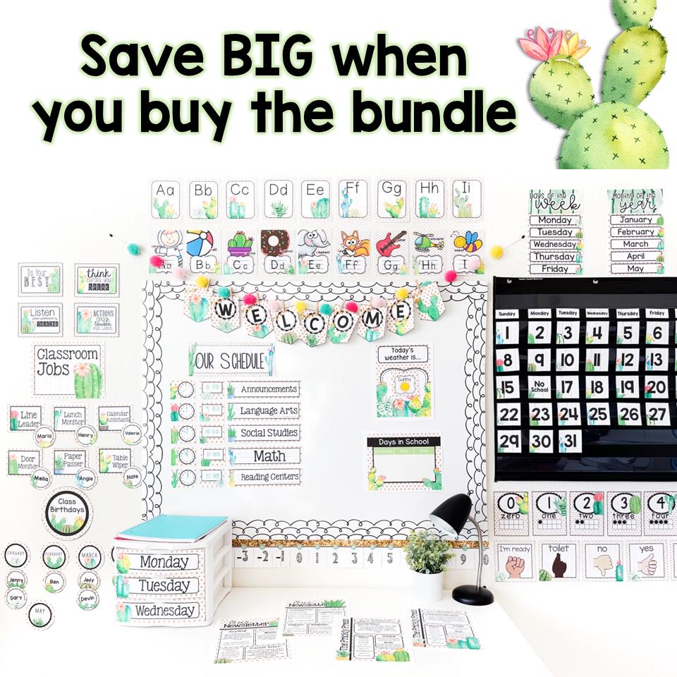 Alphabet Posters for Classroom Cactus Classroom Decor | Printable ...