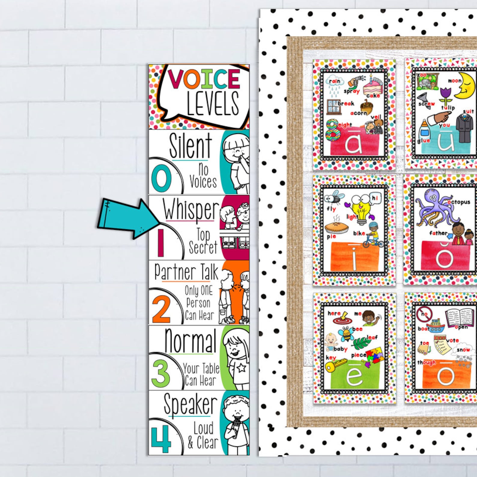 Printable Voice Level Chart Posters Confetti Rainbow - Etsy