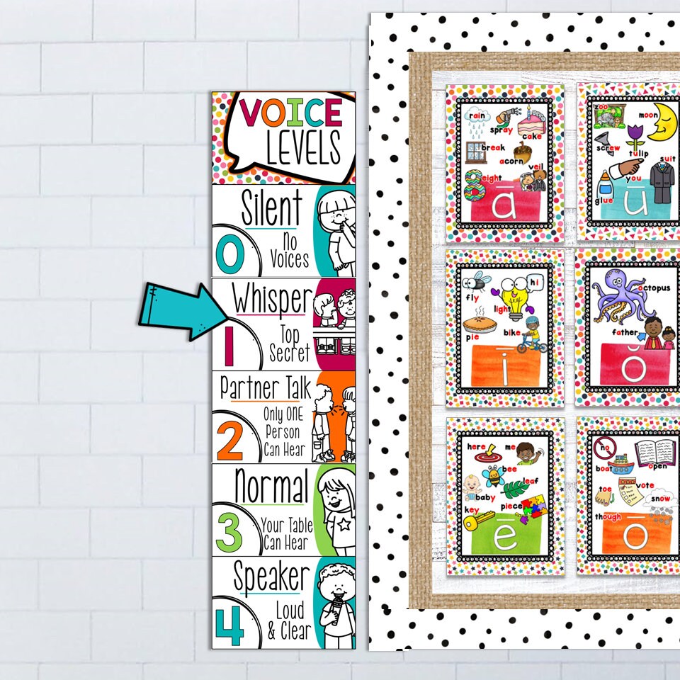 Printable Voice Level Chart Posters Confetti Rainbow - Etsy