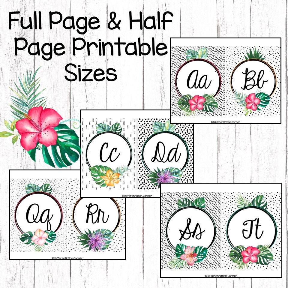 Cursive Alphabet Posters for the Classroom Tropical Classroom Decor ...