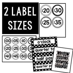 PRINTABLE Clock Label Numbers in 5 Minute Intervals | Black and White ...