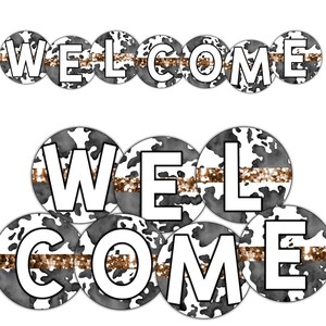 PRINTABLE Welcome Banner | Farmhouse Cow Print Classroom Decor ...