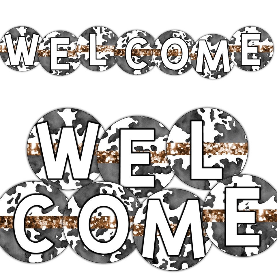 PRINTABLE Welcome Banner | Farmhouse Cow Print Classroom Decor ...