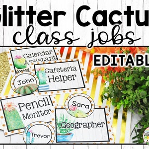 Editable Classroom Jobs Chart Template Cactus and Succulent - Etsy